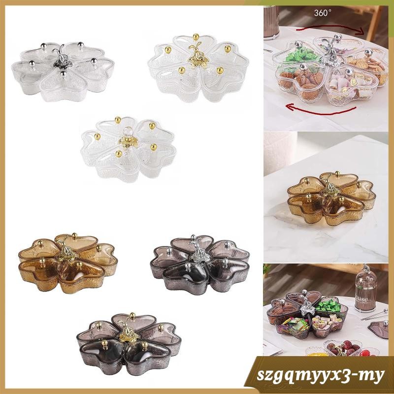 [ Serving Tray Rotating Snack Tray Portable Candy and Nut Dishes 5 ...