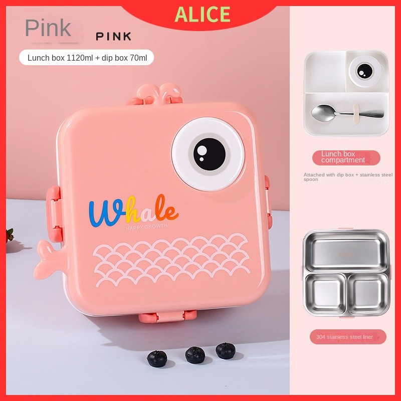 Cartoon Double-layer Segmented Student Seal Lunch Box for Office ...