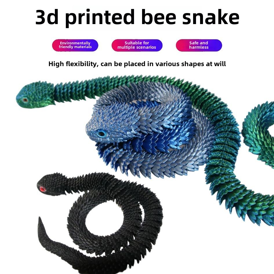 3D Printed Dragon Snake Full Body Articulated Realistic Animal Twisting ...