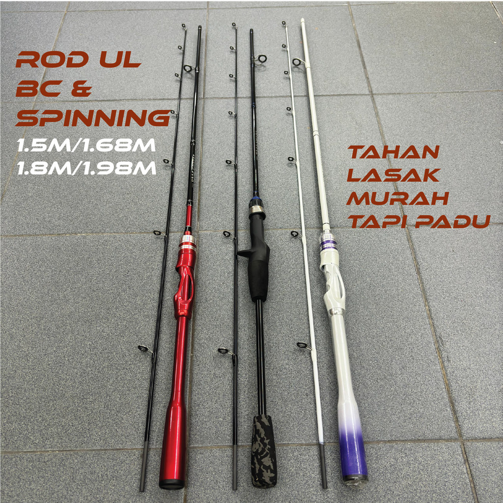 Fishing Rod Joran Solid Carbon UL Baitcasting Spinning Casting 2 pieces ...