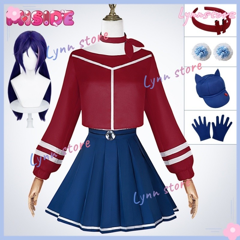 MISIDE Mita Cosplay Costume Cap-Wearing Mita Dress&Wig Anime Carnival ...