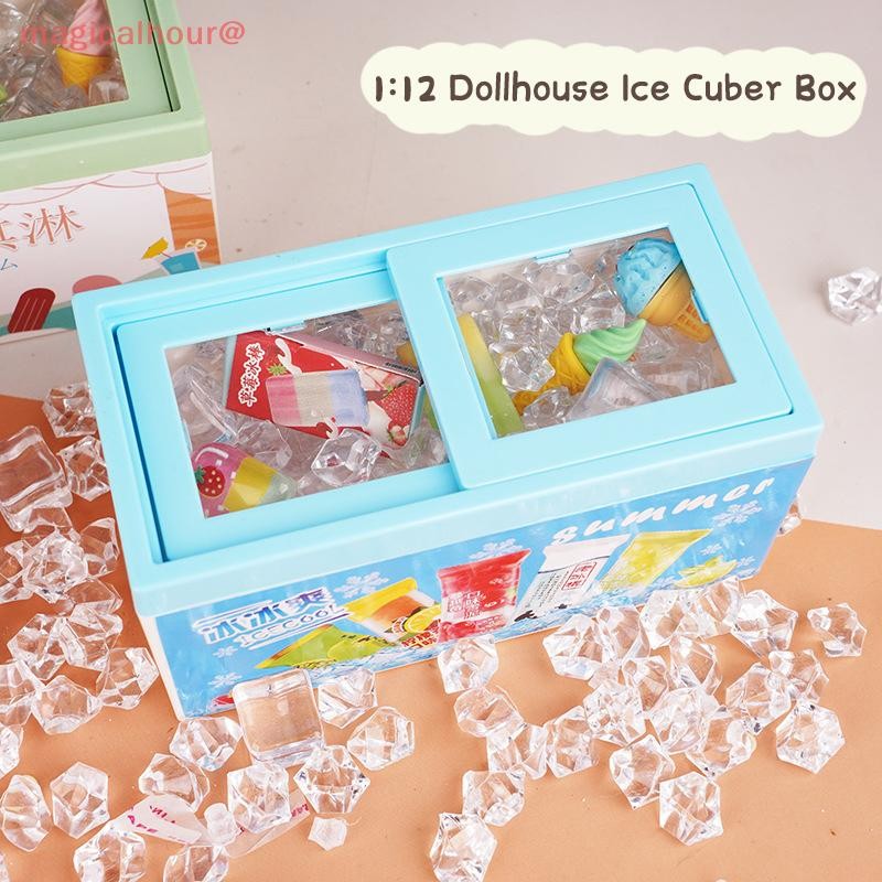 magicalhour 1:12 Dollhouse Miniature Ice Cream Cabinet Freezer ...