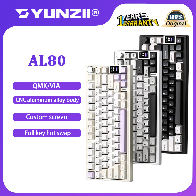 YUNZII AL80 Aluminum Tut Mechanical Keyboard Wireless Three-mode Custom ...