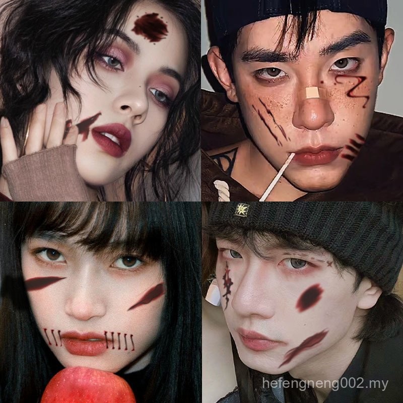 Halloween Tattoo Stickers Simulation Horror Blooding Fake Wounds Bite ...