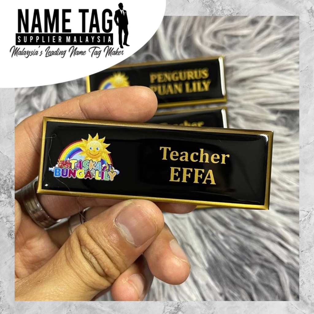 Name Tag Sekolah Guru Tadika Taska Epoxy | Custom Logo | MAGNET & PIN ...