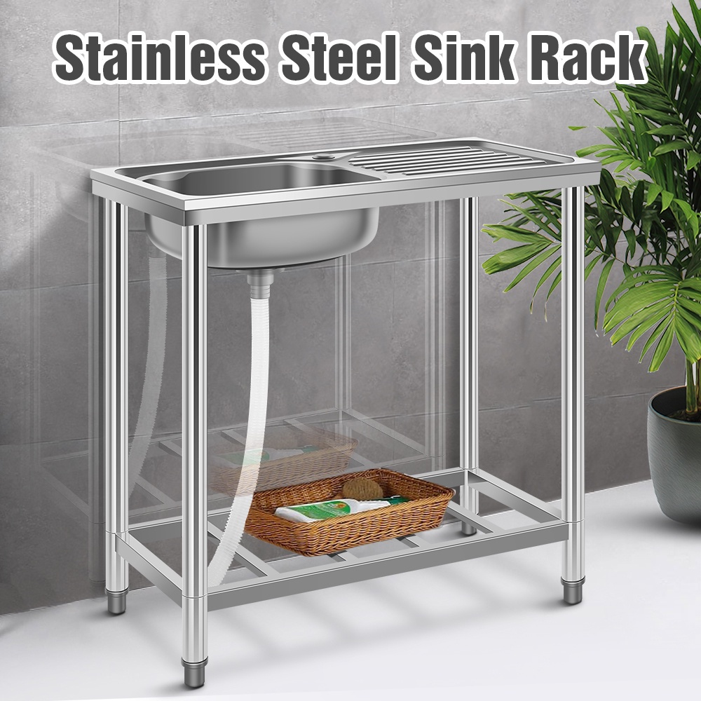 Singki dapur Kitchen Sink Stainless Steel Single Bowl Sink Set Dish ...