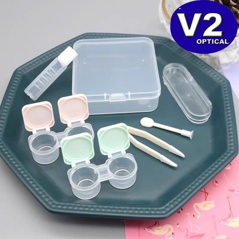 2 Pairs Contact Lens Casing With Tools Care Cases Portable and ...