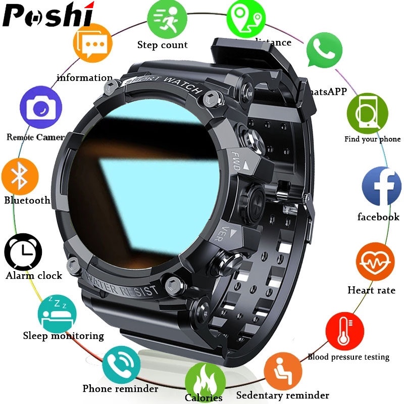 POSHI Original Waterproof Smart Watch for Men Silicone Strap Full Touch ...