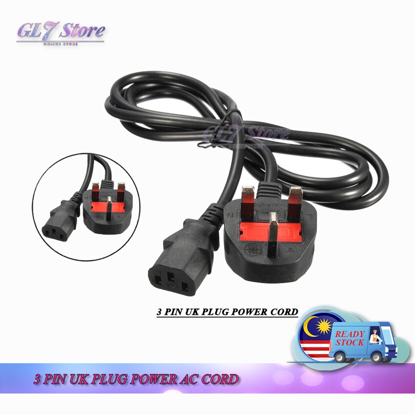 POWER AC CORD 3 PIN UK 13A FUSE POWER CABLE DESKTOP PC LCD MONITOR ...