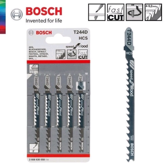 BOSCH Jigsaw Blade T244D Speed for Wood (1 PC) | Shopee Malaysia