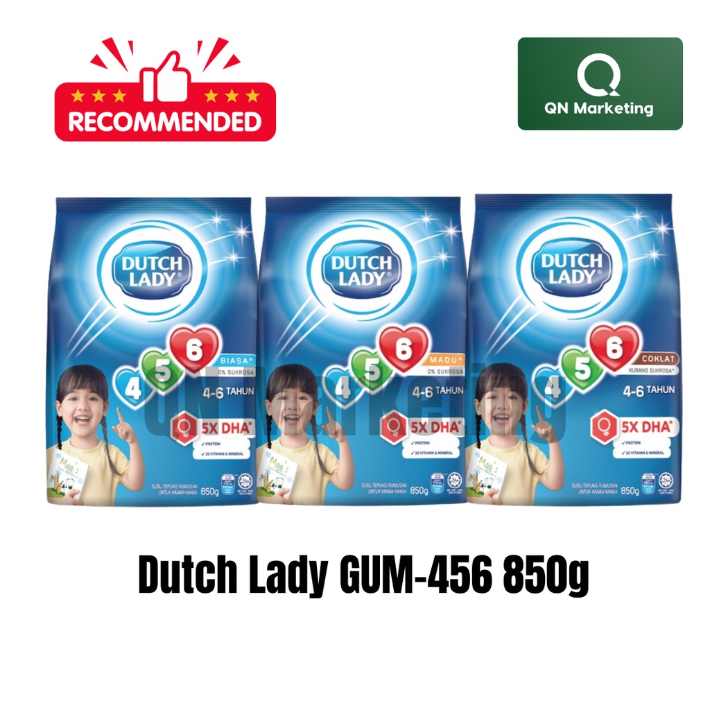 Dutch Lady DutchLady GUM 456 850g (3packs) - Plain/ Honey /Chocolate ...