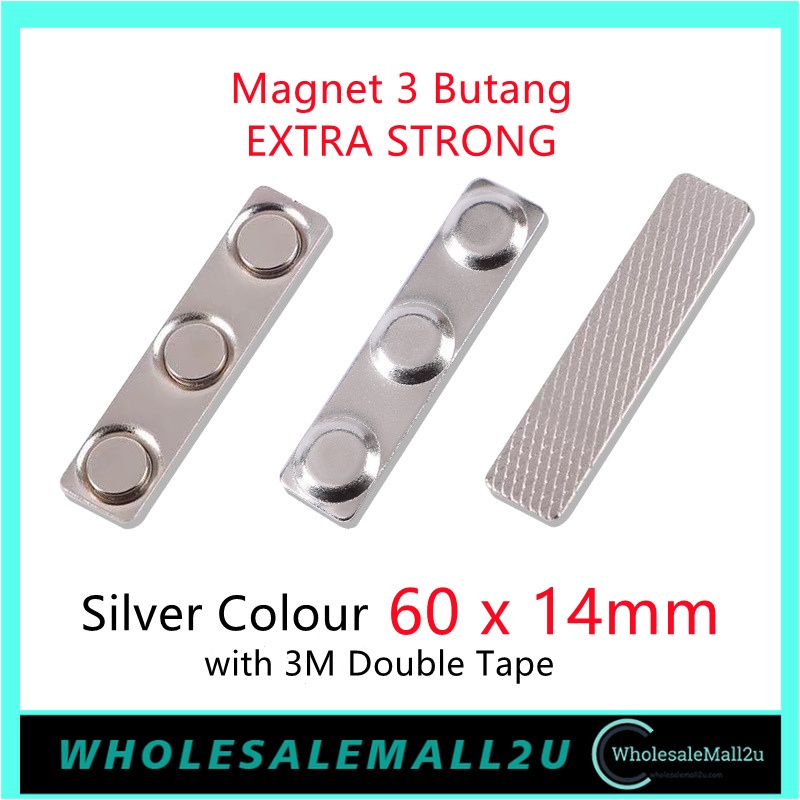3 BUTANG Magnet BESAR Silver Magnet For Name Tag / Badge 3 Butang ...