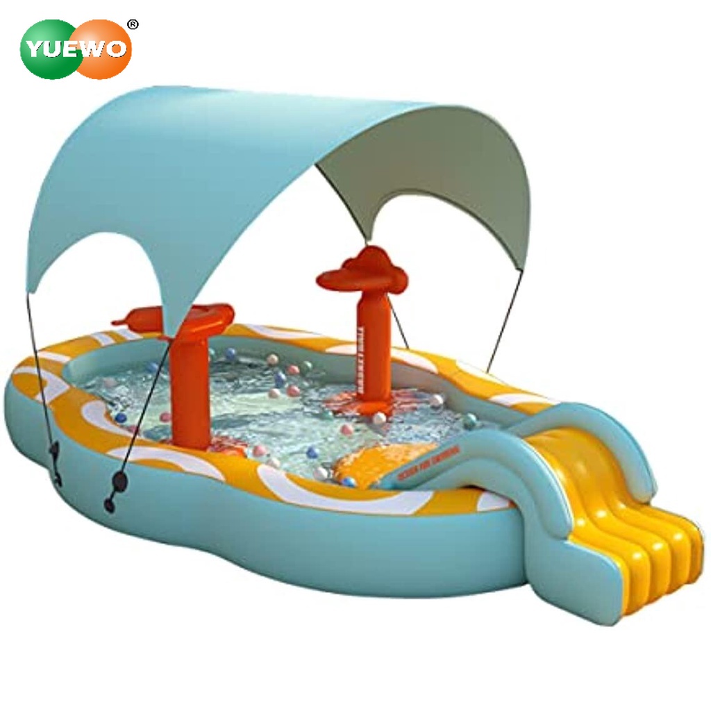 2.1m 2.7m 3.2m Kids Inflatable Swimming Pool with Full Canopy and Slide ...