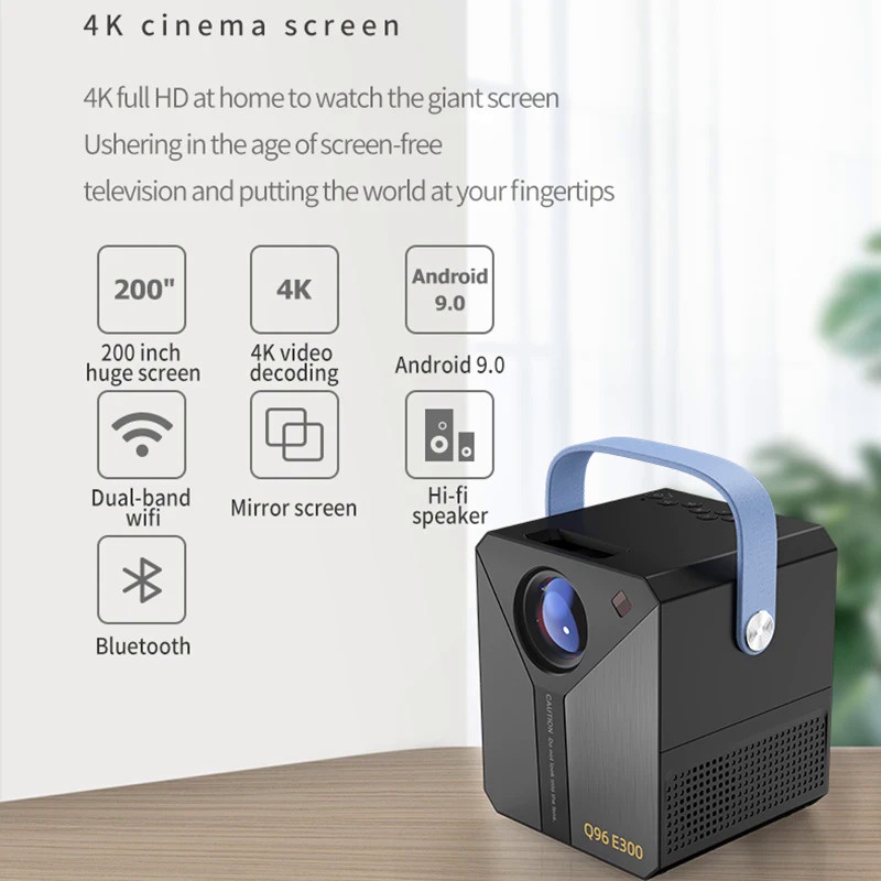 Q96 E300 4K portable projector Android device 9,0 5G WiFi 120 ANSI ...