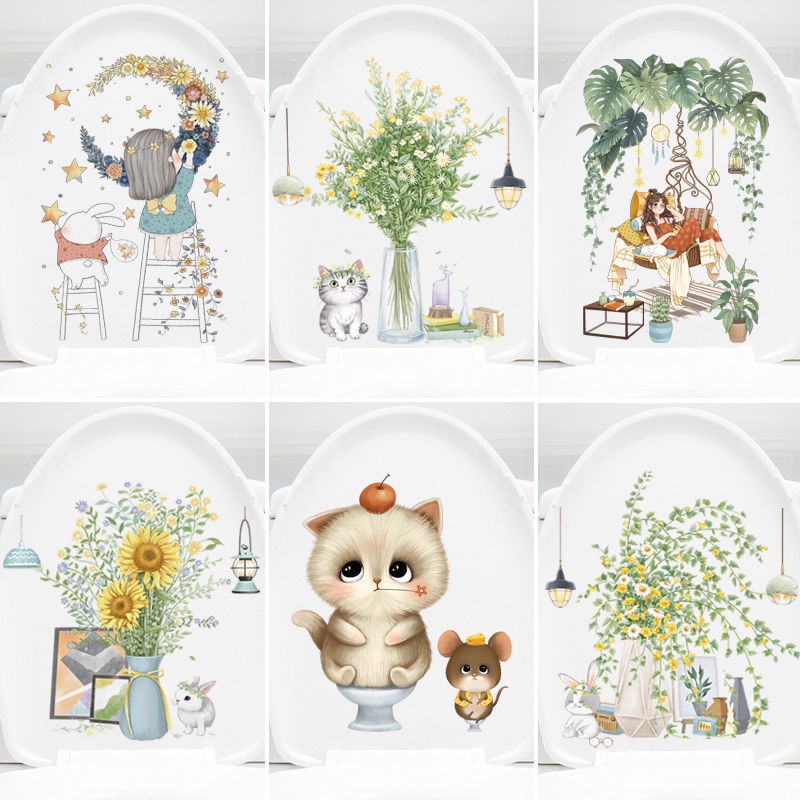 Creative personality funny wall stickers dormitory bathroom toilet ...