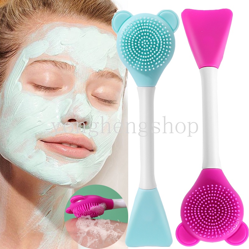 Double-Headed Facial Mask Brush Cute Bear Shaped Silicone Mask ...