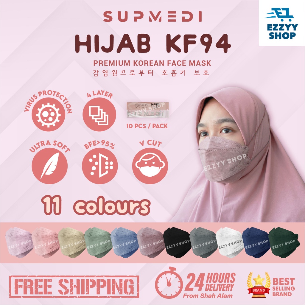【Ship 24jam】KF94 Mask Headloop 10pcs 4ply Mask Headloop SUPMEDI Face ...