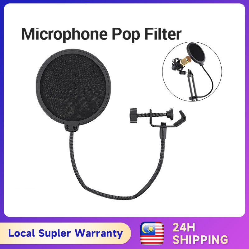 Double Layers 100MM Studio Microphone Pop Filter Flexible Wind Screen ...