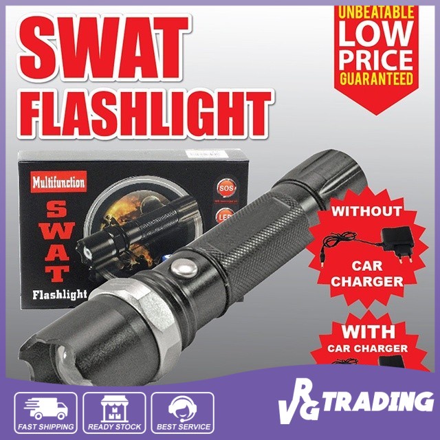 Multifunction SWAT Zoom Flashlight Torchlight LampuSuluh Rechargeable ...
