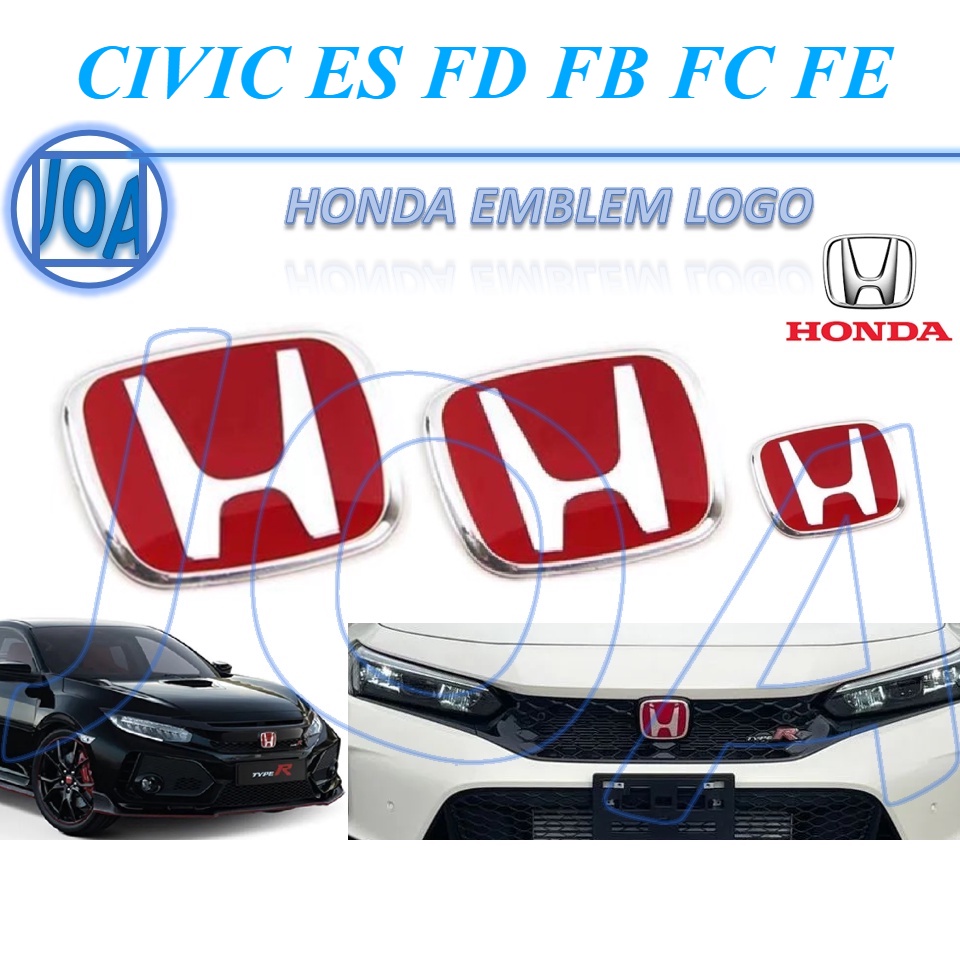 [Ready Stock] Honda Civic FB FC FD FE EX RX logo emblem Red Silver ...