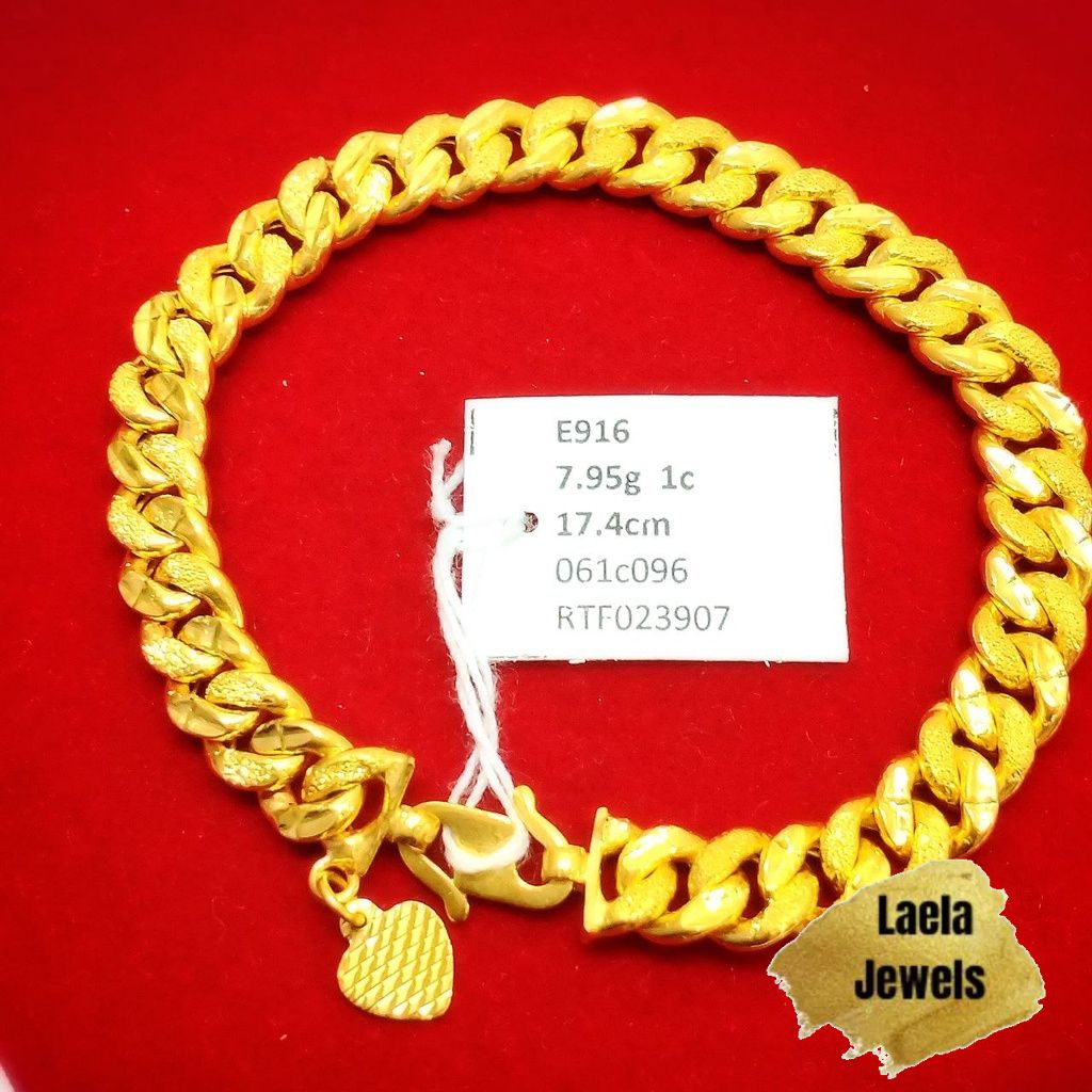 LAELA RANTAI TANGAN PASIR HOLLOW EMAS TULEN 916 GOLD BRACELET | Shopee Malaysia