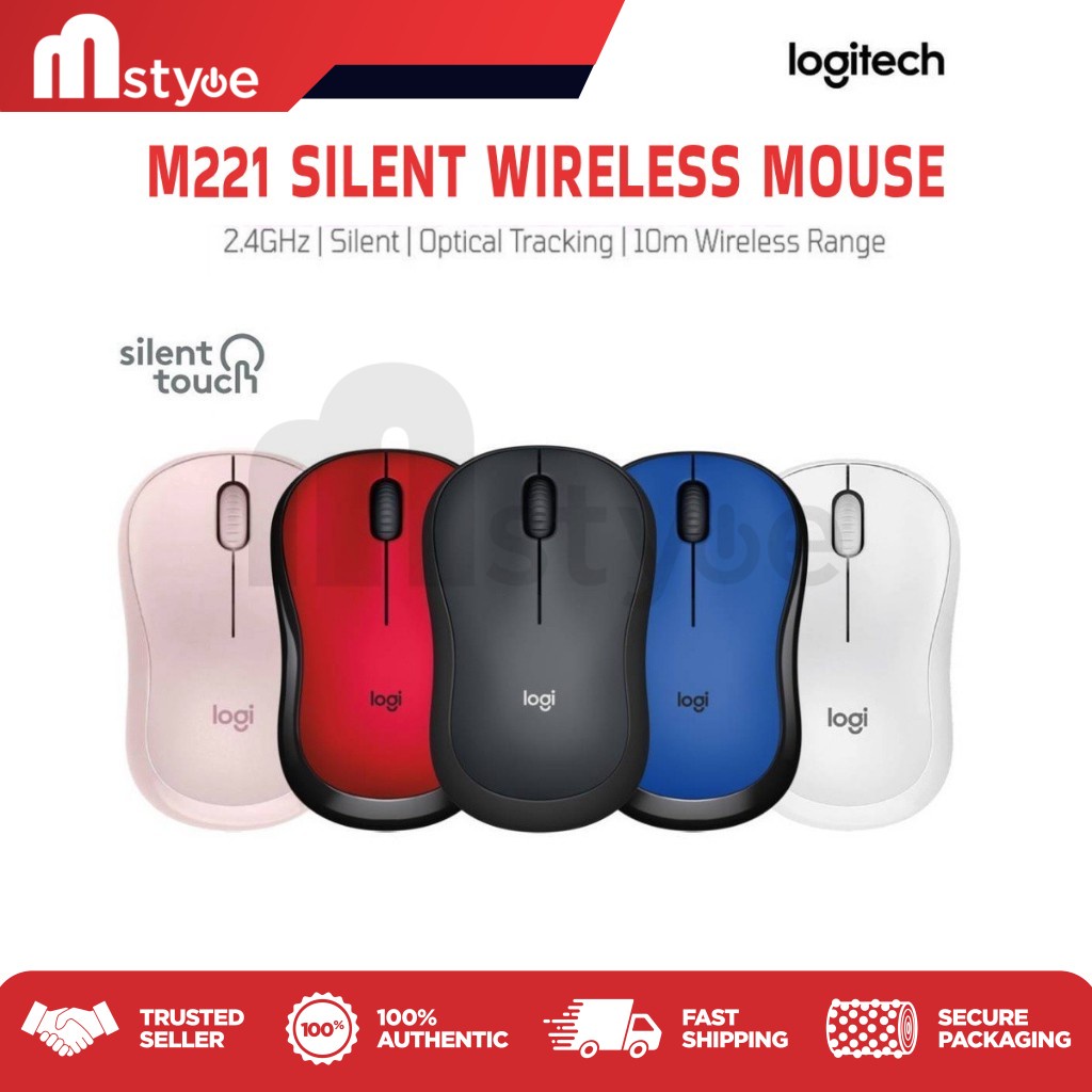 Logitech M221 Silent Wireless Mouse (Charcoal/Blue/Red) | Shopee Malaysia