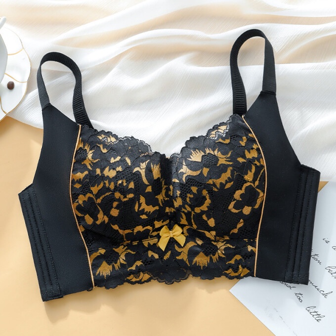 Fallsweet Women Lace Push Up Bras Wireless Thick Cup High Side