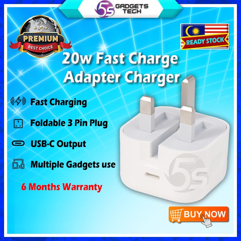 5S 20W Fast Charge PD Foldable 3 Pin USB-C Power Adapter | Shopee Malaysia
