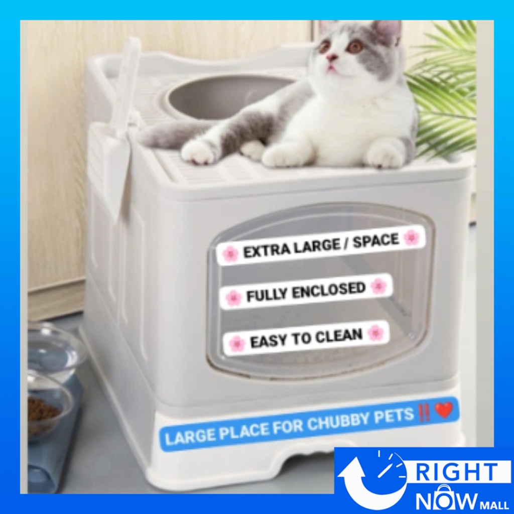Foldable Extra Large Cat Litter Box Fully Enclosed Drawer Bekas Pasir ...