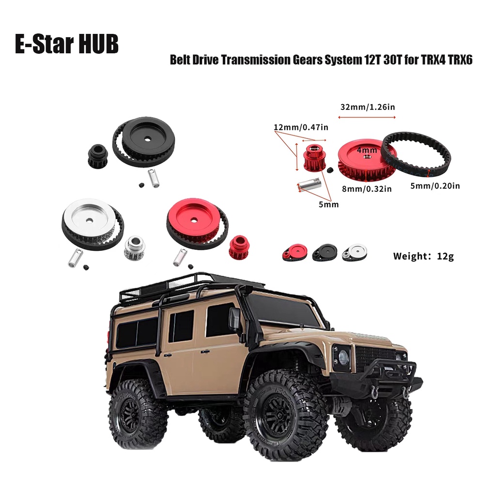Belt Drive Transmission Gears System 12T 30T for Trxs TRX4 TRX6 1/10 RC ...