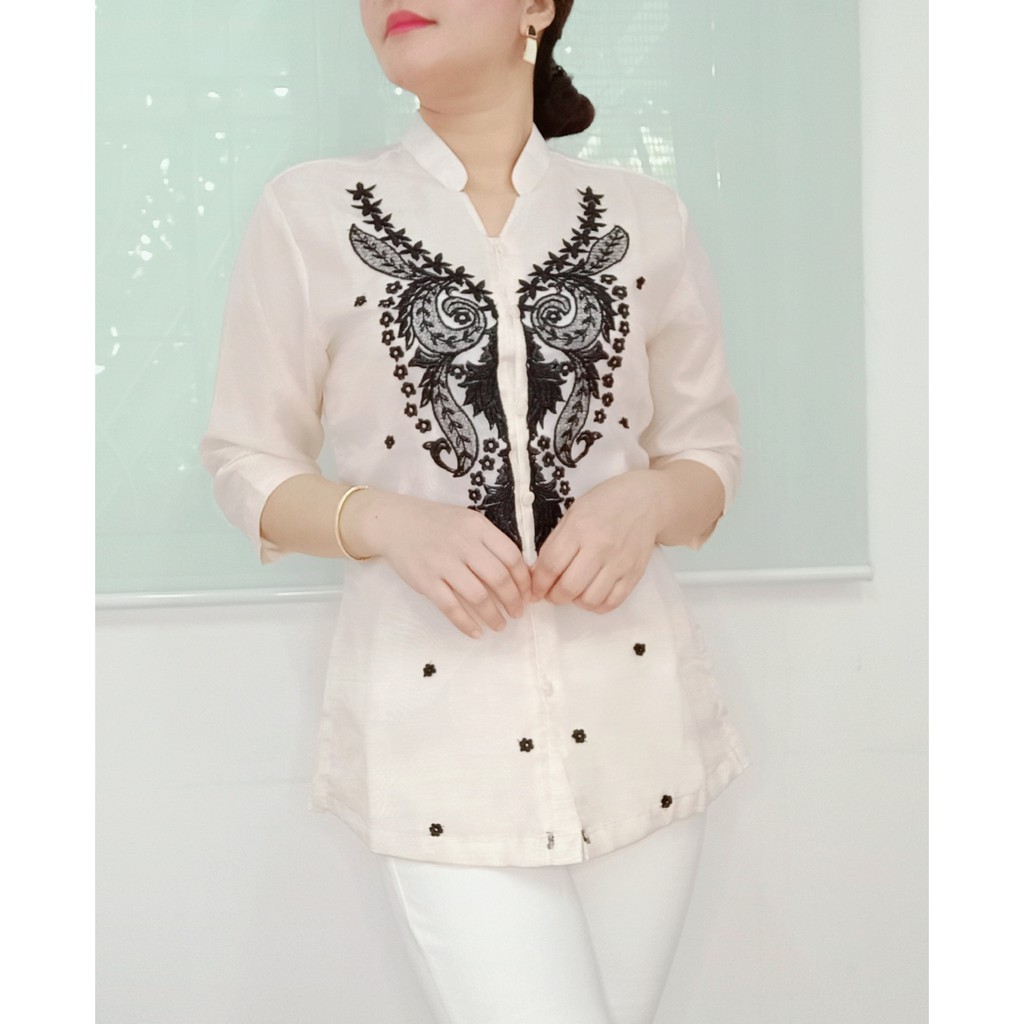 LADY TOP BARONG PURE EMBROIDERED MODERN FILIPINIANA | Shopee Malaysia