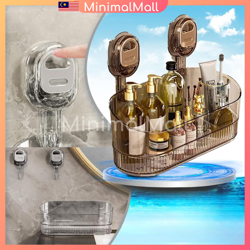 No Drill Bathroom Suction Storage Box Toilet Kitchen Suction Cup Sink ...