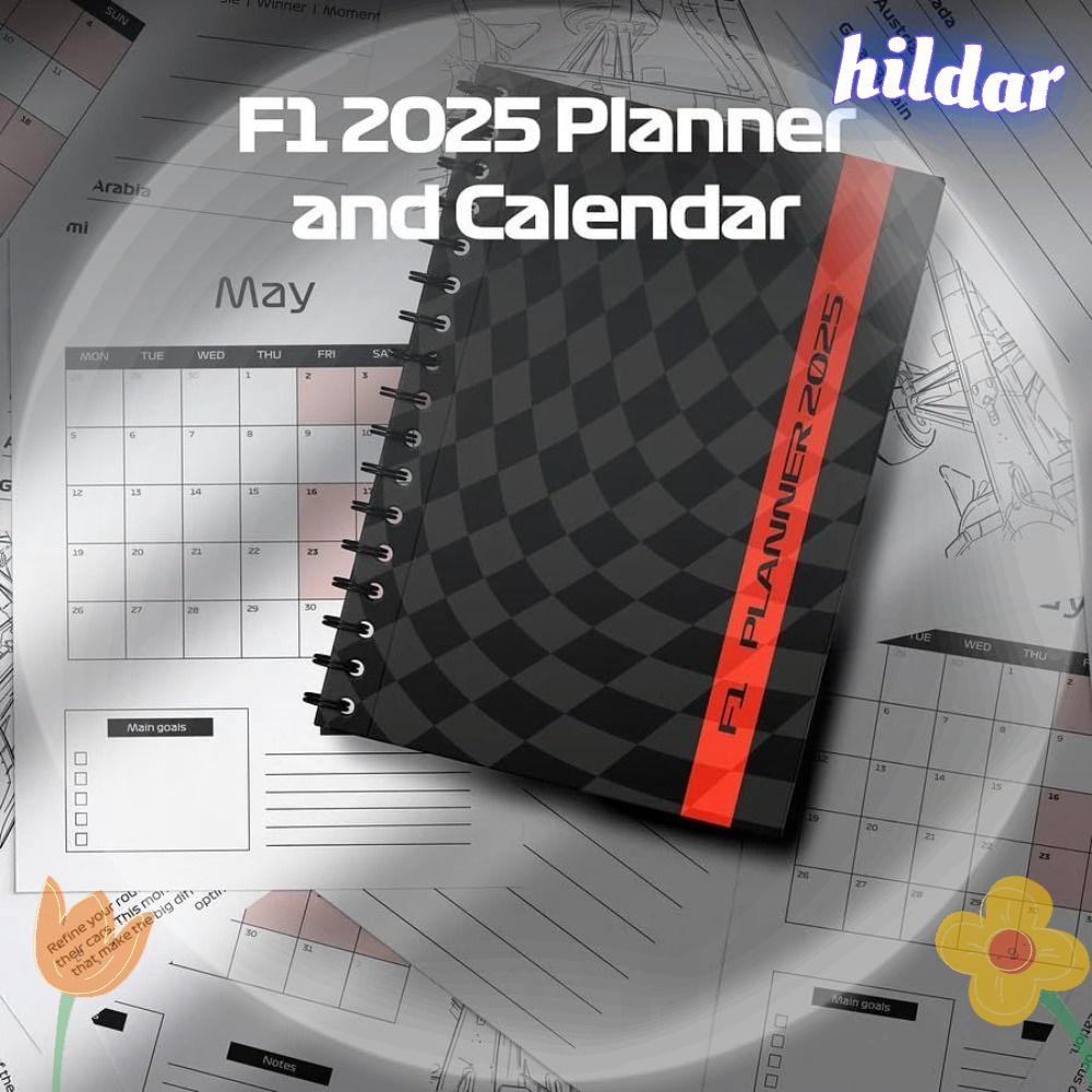 HILDAR F1 2025 Planner and Calendar, Spiral Bound With F1 track Design ...