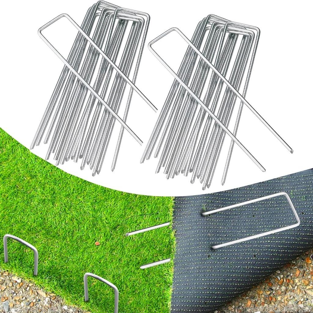 Garden Landscape Staples, 4 Inch Galvanized Garden Stakes Ground U ...