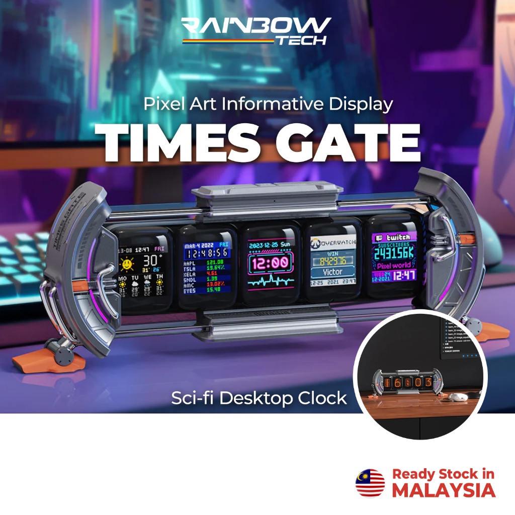 RBTECH Divoom Times Gate Pixel Art Informative Display Digital Clock ...