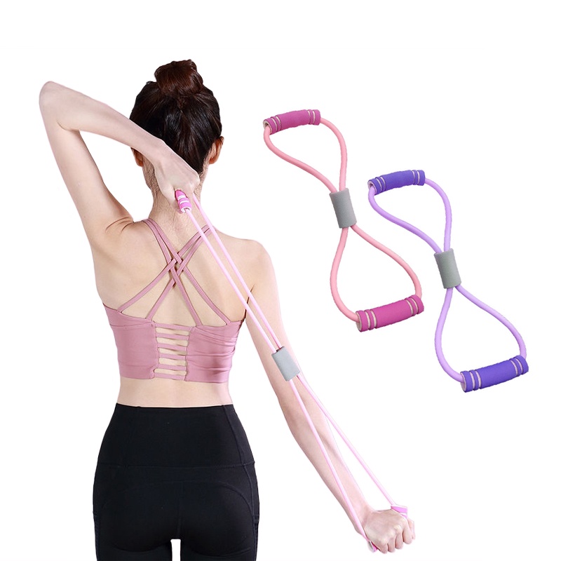 (8 Shape)Pull Rope Elastic Bands Yoga Chest Expander Pilates Exercise ...