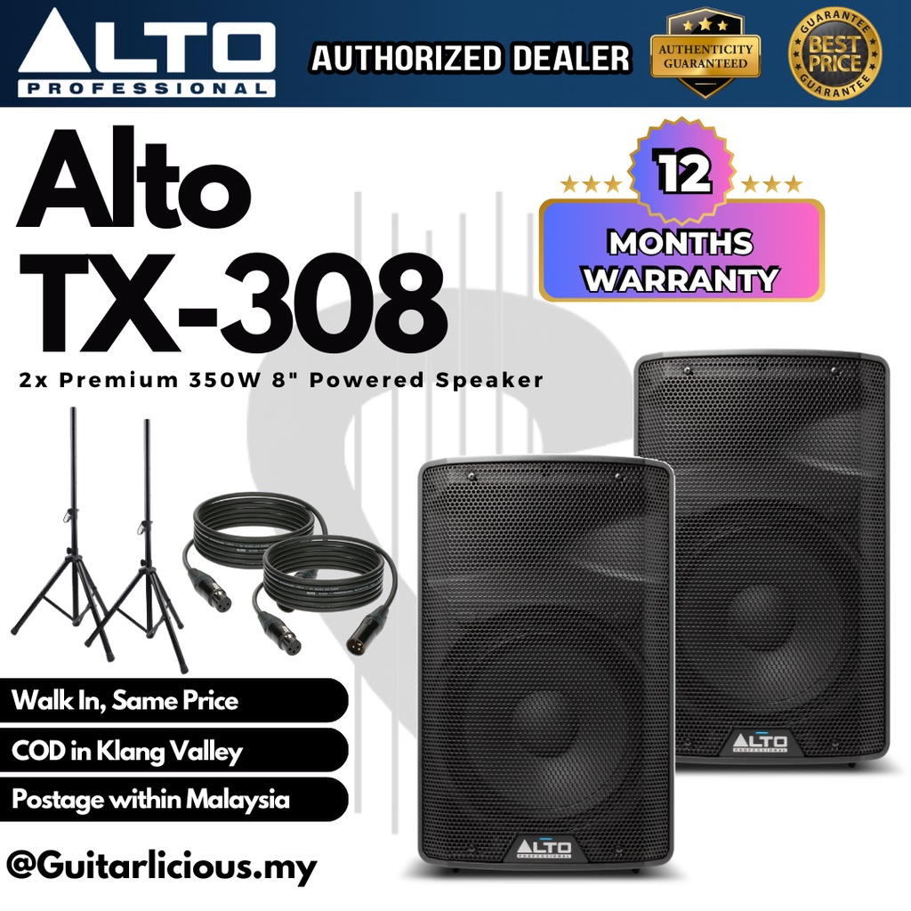ALTO TX308 350W 8 inch Powered Speaker with Stand and Cable ( TX-308 ...
