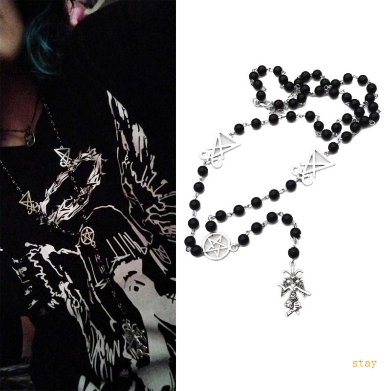 stay Baphomet Mystery Satan Goat Mendes Long Rosary Pendants Necklaces ...