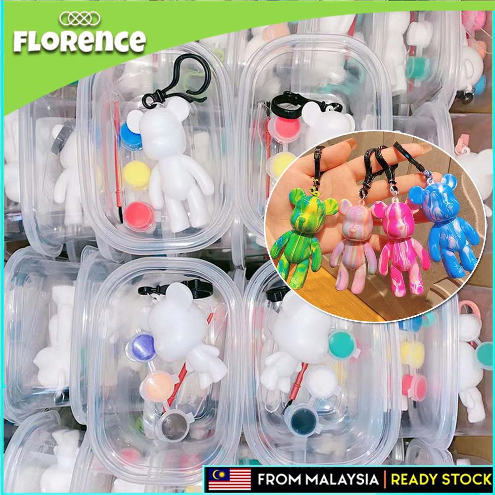 2023 DIY Fluid Bearbrick Keychain 流体熊暴力熊 Mini Mainan Bear Brick Key ...