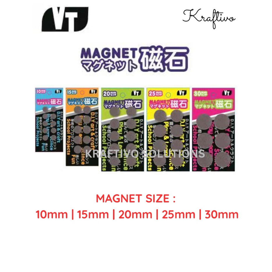 [ VT MAGNET ] ASSORTED SIZE ROUND CIRCLE MAGNET SET (10mm/15mm/20mm ...