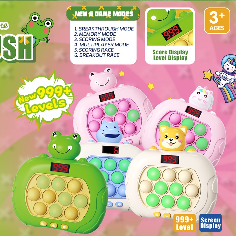 [LED SCREEN] Pop It Toy/999 Level Quick Push Game Console Electronic ...