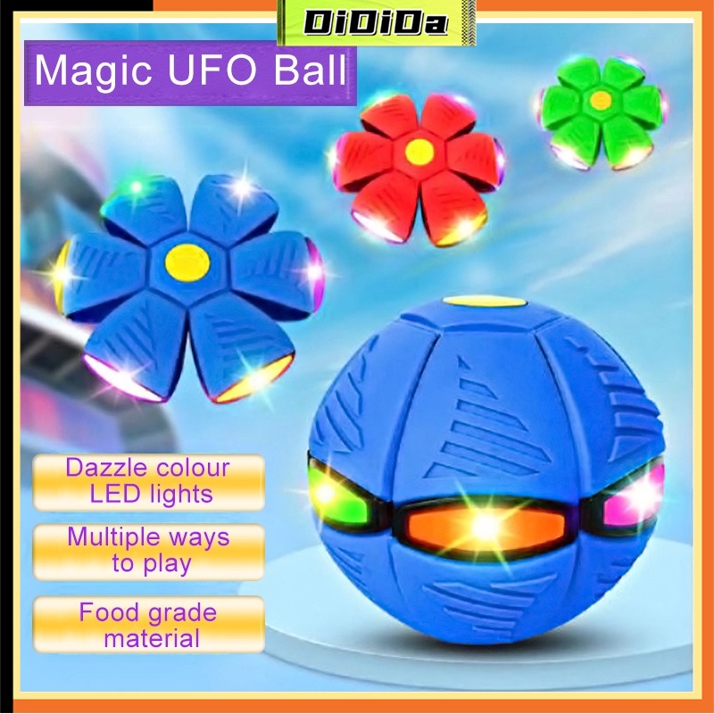 Raya UFO Magic Ball Flying Saucer Ball Flat Throw Disc Ball LED Light ...