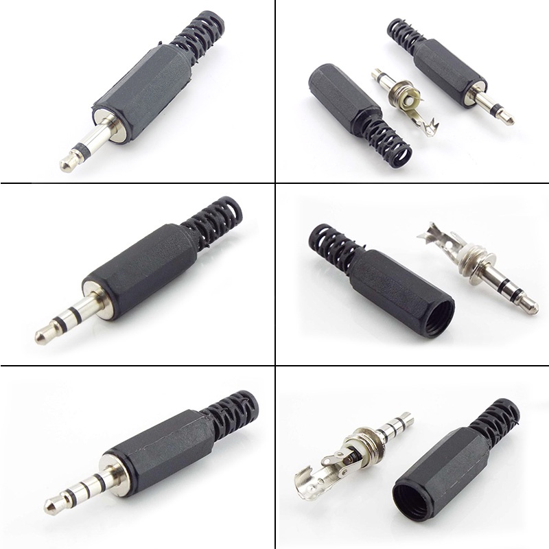 3.5mm Audio Connector 2/3/4 Pole Mono/Stereo Plug Converter Male Female ...