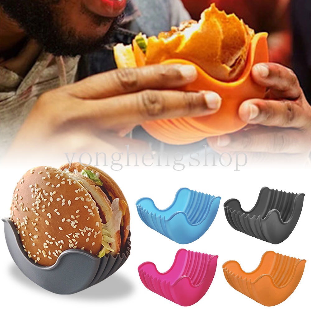Silicone Burger Holder Hygienic Reusable Patty Hamburger Sandwiches Box ...