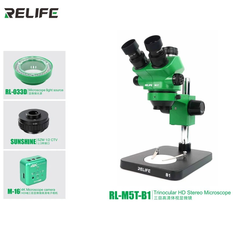 New RELIFE RL-M5T-B1 0.7-5.0X Trinocular HD Stereo Microscope ...
