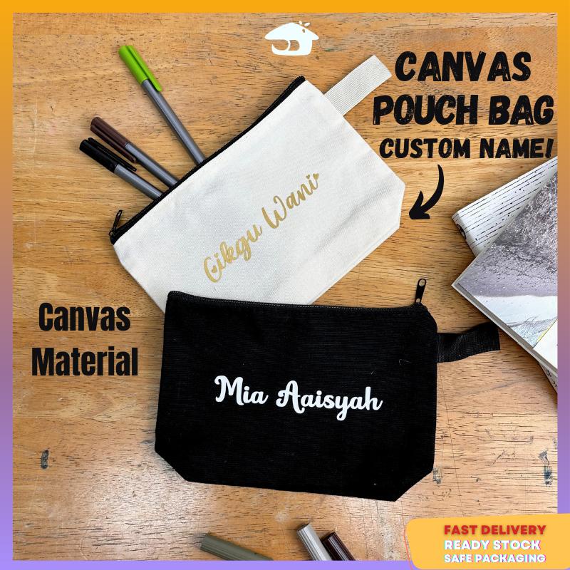 Canvas Pouch Bag - DAYDREAM Customize Name Personalized Canvas Makeup ...
