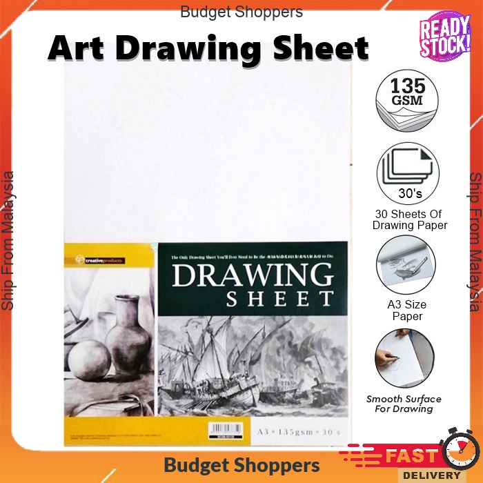 CP A3 Art Drawing Block 30 Sheets 135gsm / Kertas Lukisan Drawing Book ...