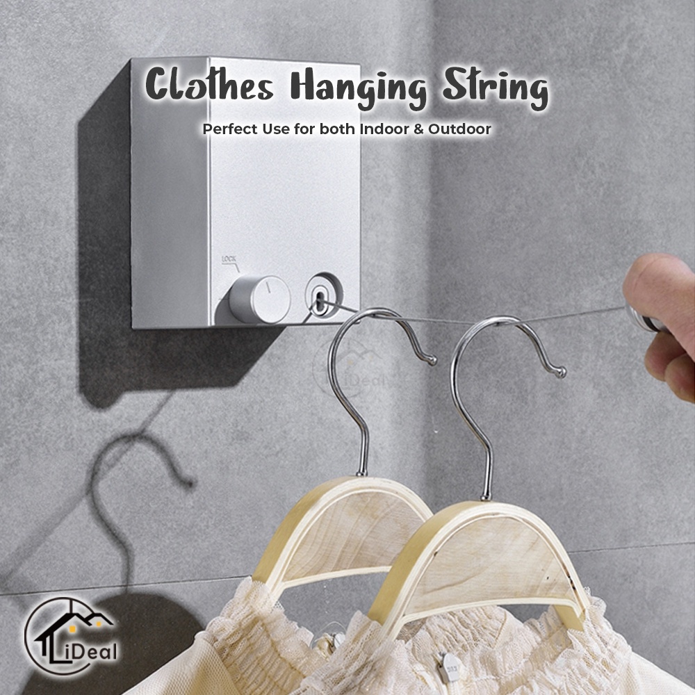 Retractable Clothesline Clothes Hanger Stainless Steel String Dryer ...