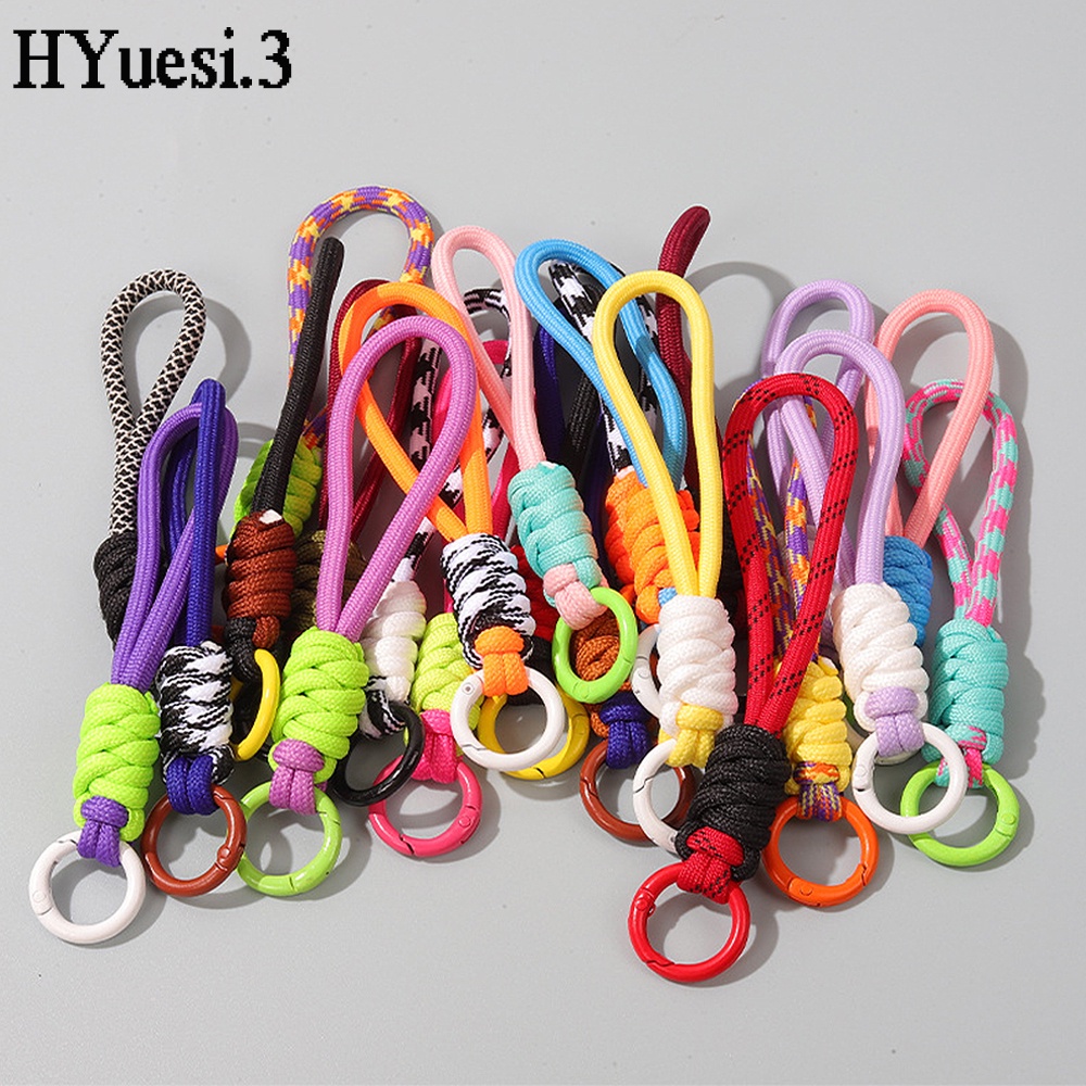 Colorful Braided Lanyard Keychain Unisex Anti-Lost Wrist Strap Paracord ...