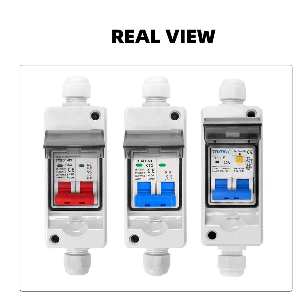 IP65 Waterproof Electrical Distribution Box AC DC Solar Circuit Breaker ...